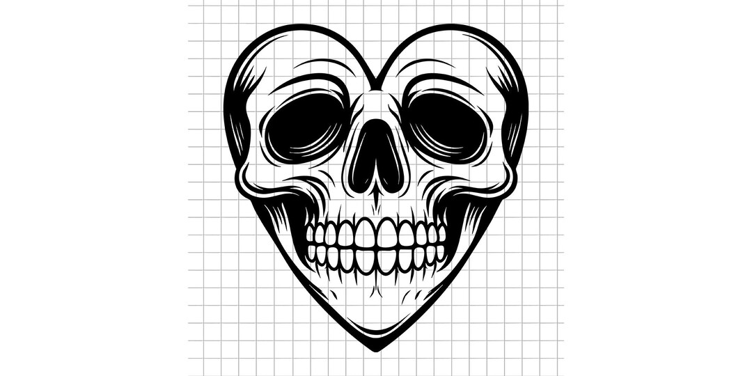 Heart Skull Svg, Skull Heart Svg, Gothic Skull Svg, Skull Clipart ...