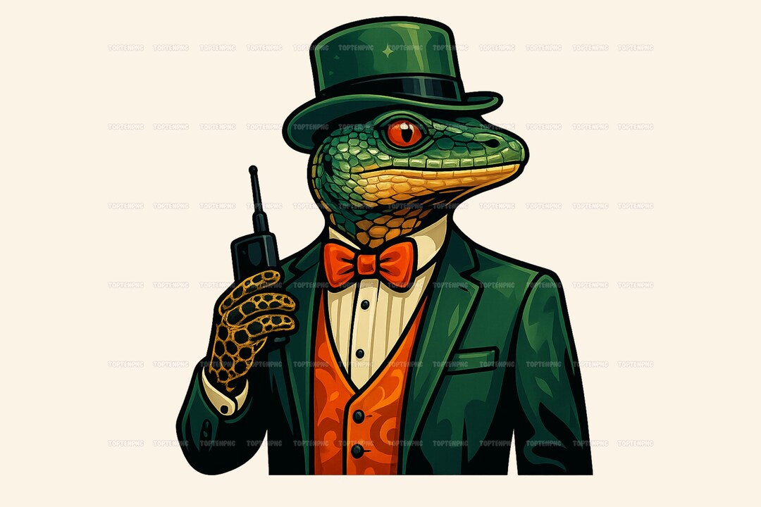 Lizard Spy Png, Reptile in Suit Png, Fancy Animal Clipart, Top Hat ...