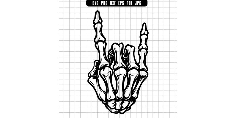 Skeleton Rock Sign Svg, Devil Horns Svg, Skeleton Hand Svg, Skull Svg ...