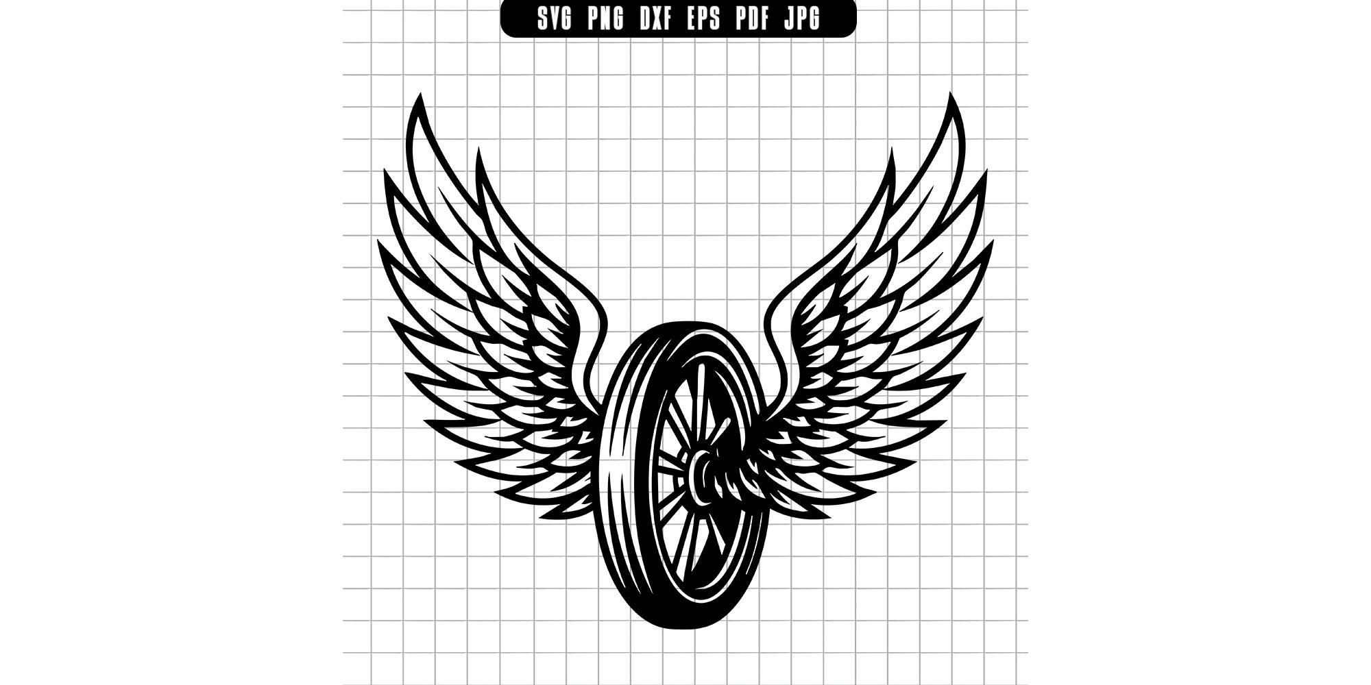 Wheel Wings Svg, Motorcycle Wheel Svg, Winged Wheel Svg, Biker Svg ...