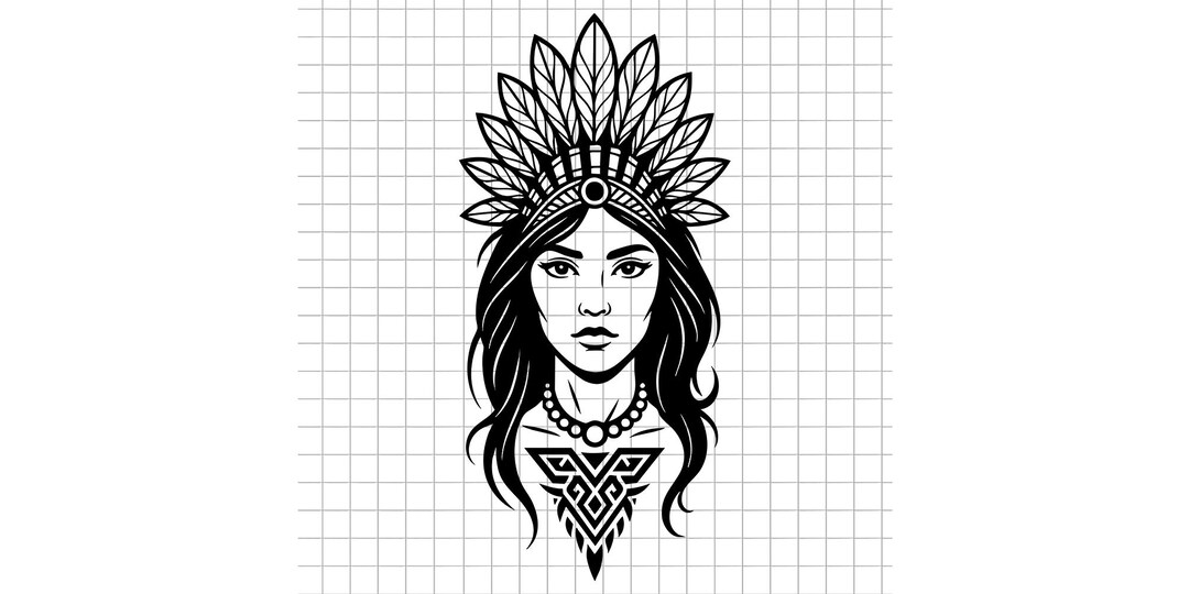 Tribal Woman Svg, Native Girl Svg, Boho Headdress Svg, Tribal Clipart ...