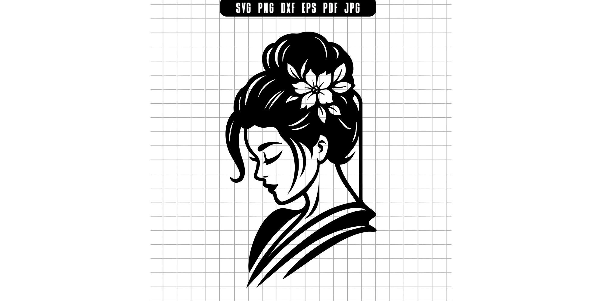 Geisha Svg, Japanese Girl Svg, Woman With Flower Svg, Geisha Side ...