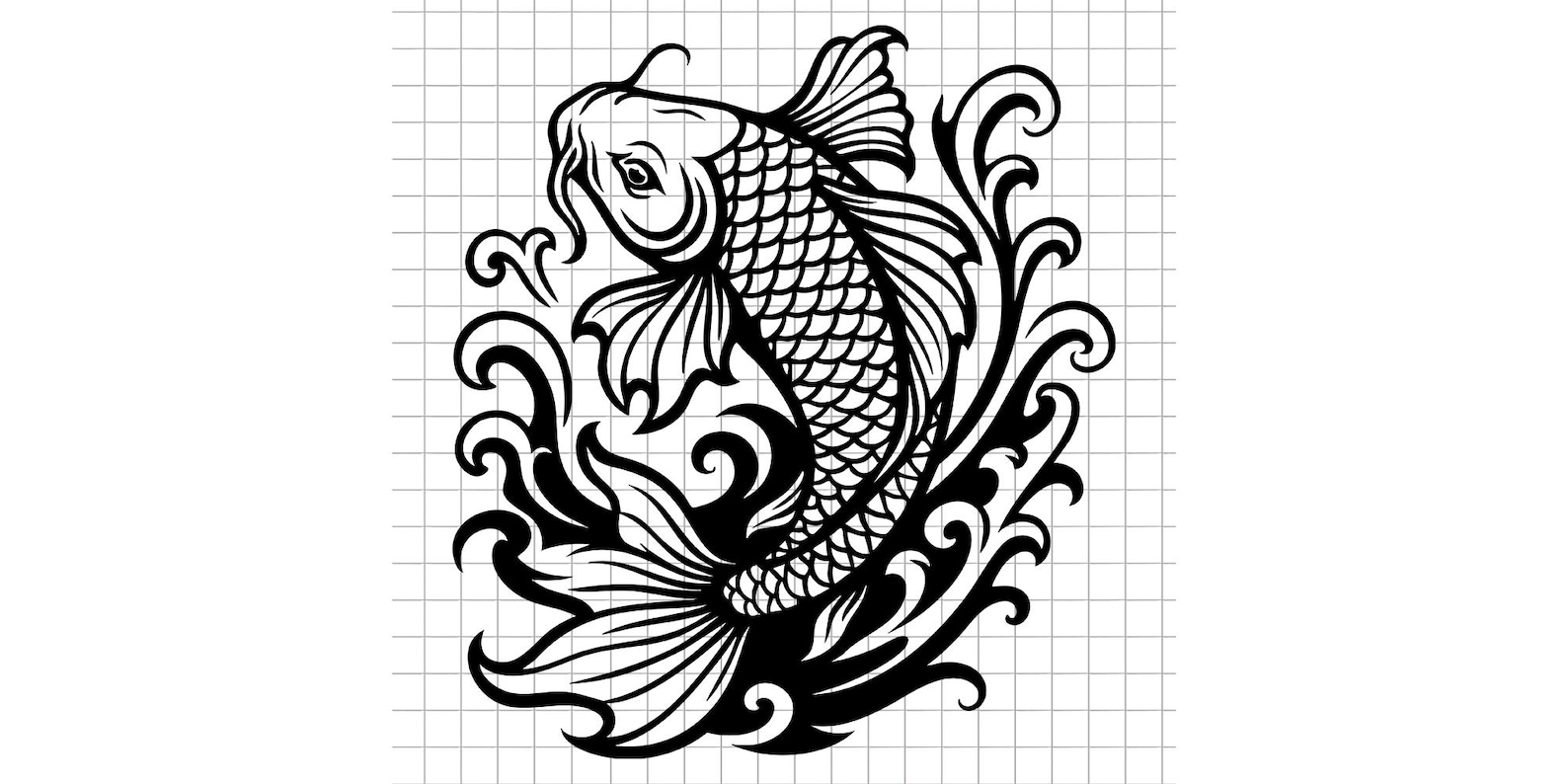 Koi Fish Svg, Japanese Fish Svg, Koi Svg, Wave Svg, Fish Png, Tattoo ...