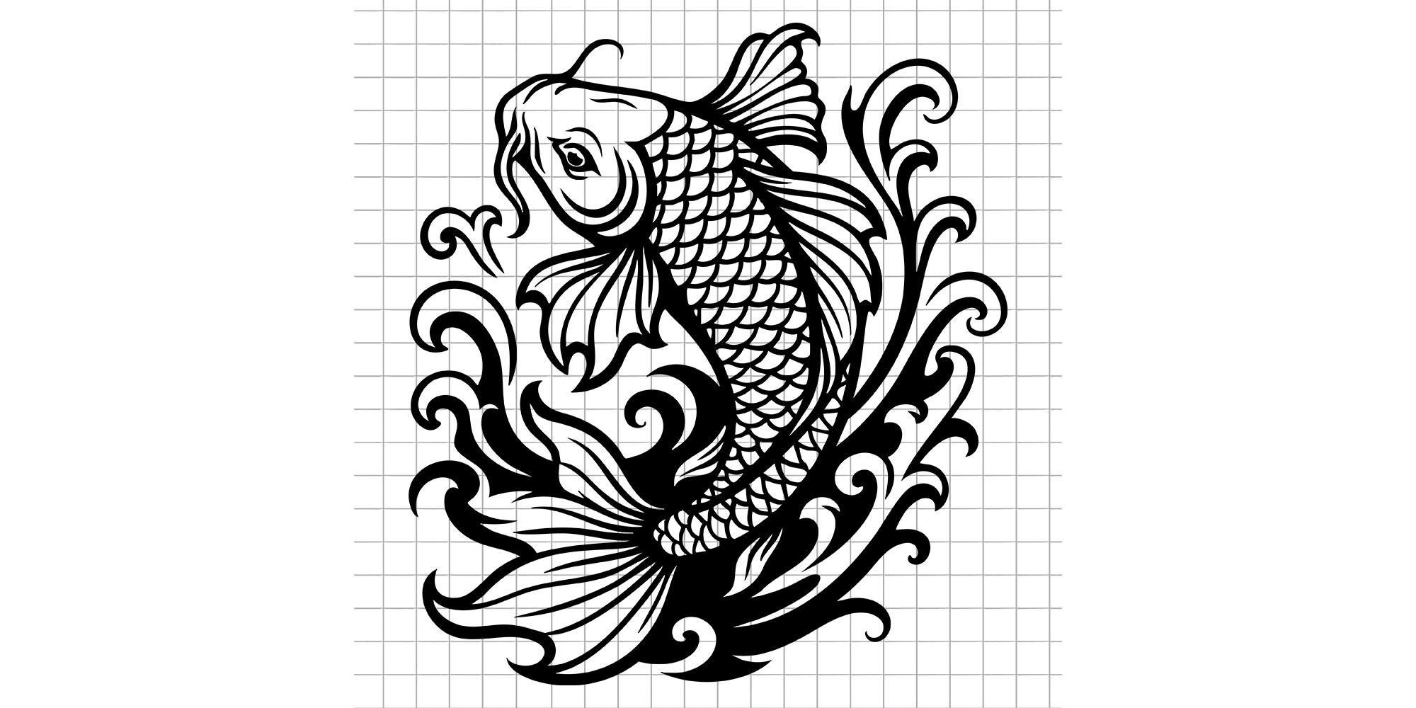 Koi Fish Svg, Japanese Fish Svg, Koi Svg, Wave Svg, Fish Png, Tattoo ...