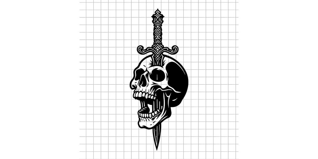 Skull Sword Svg, Gothic Skull Clipart, Sword Skull Png, Horror Skull ...