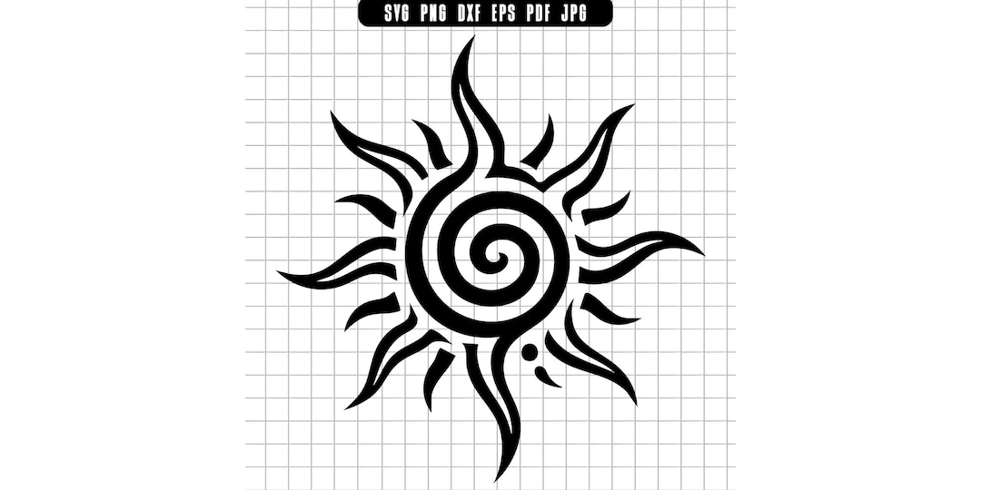 Tribal Sun Svg, Spiral Sun Svg, Sun Symbol Svg, Tattoo Style Svg, Boho ...