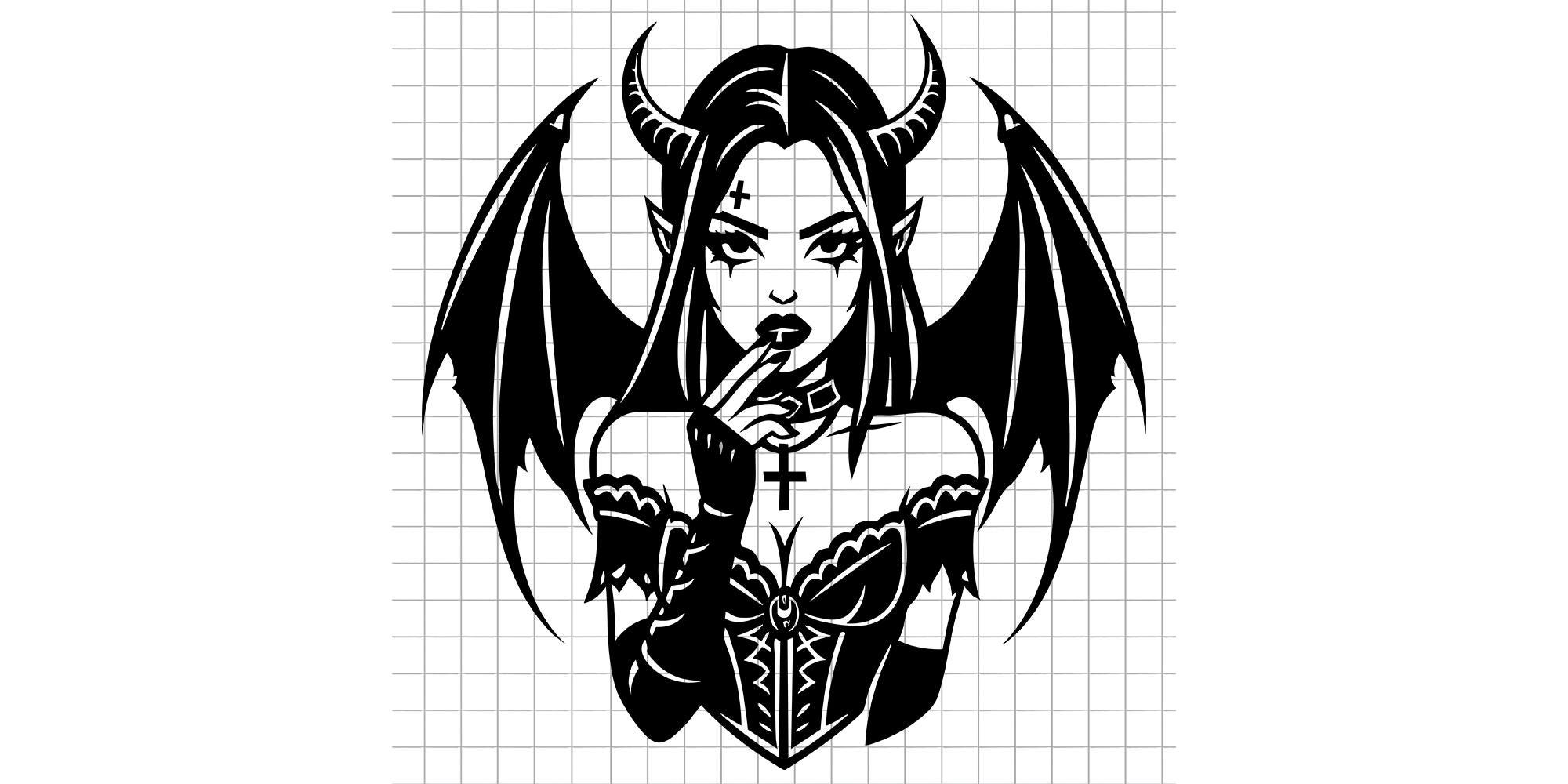 Goth Girl Svg, Demon Woman Svg, Horned Girl Svg, Dark Aesthetic Svg ...