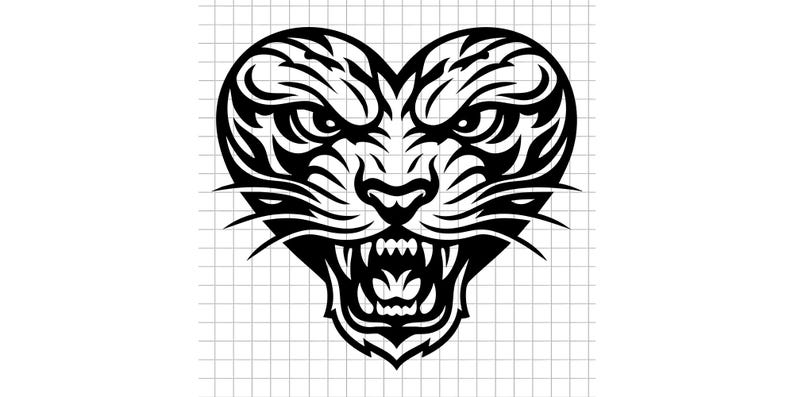 Tiger Head Heart Svg, Fierce Animal Svg, Tribal Tiger Svg Cut File ...