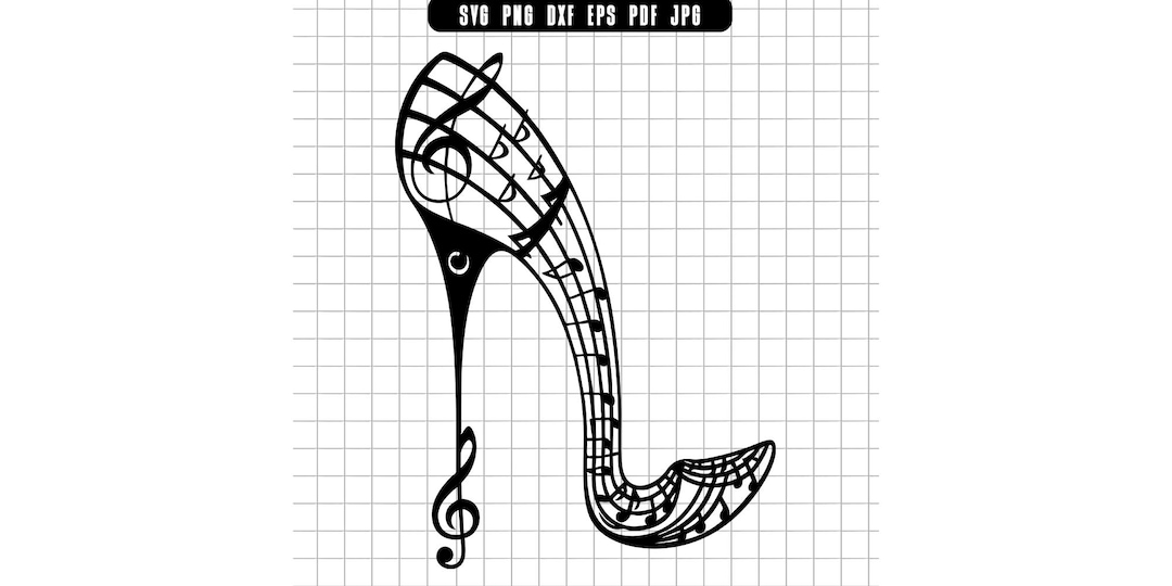 Music Shoe SVG, Treble Clef Heel PNG, Musical Notes DXF, Music Lover ...