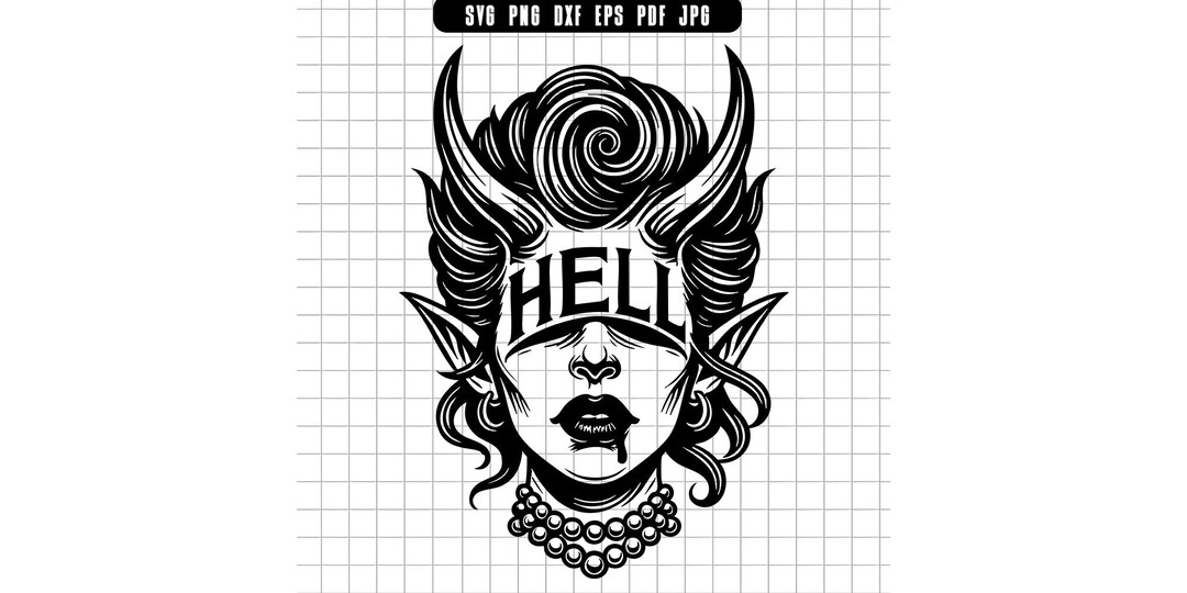 Devil Woman Svg, Horned Girl Svg, Gothic Portrait Svg, Dark Elf Svg ...
