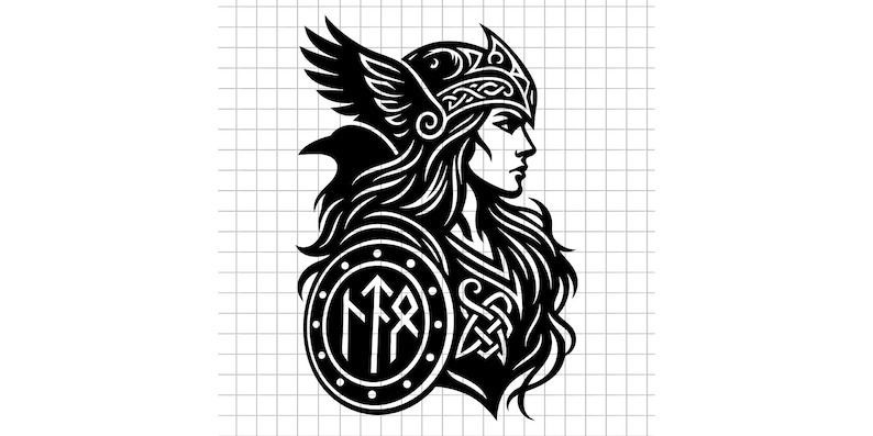Viking Woman Svg, Norse Valkyrie Svg, Nordic Shield Svg, Viking Warrior ...