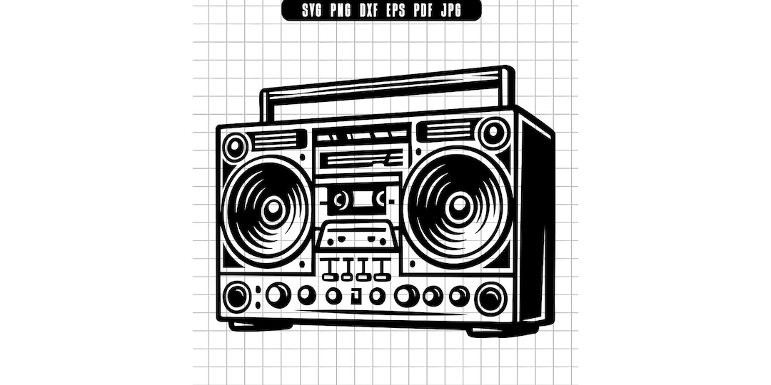 Boombox Svg, Retro Stereo Radio Clipart, 80s Music Lover Svg, Cassette ...