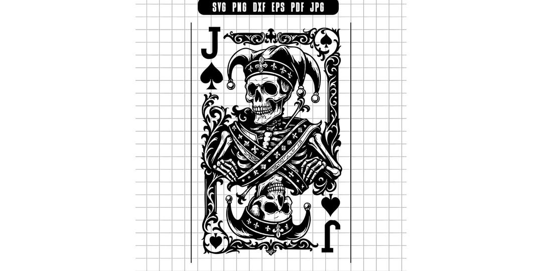 Skeleton Joker Card Svg, Playing Card Skull Svg, Gothic Svg, Halloween ...