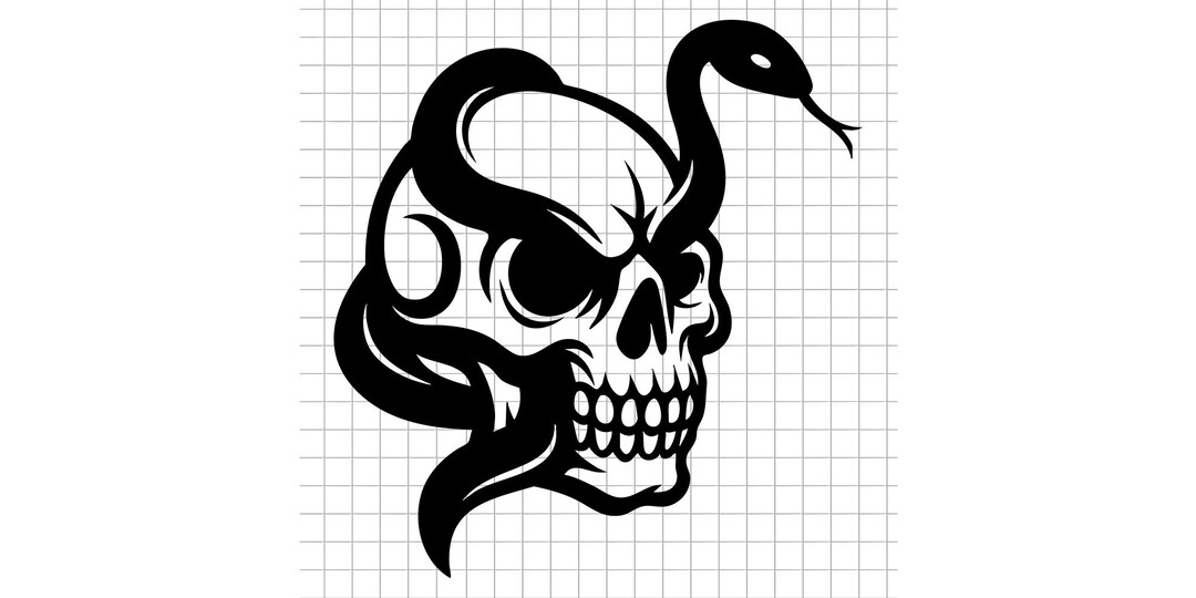 Skull Snake SVG, Snake Skull Clipart, Snake and Skull PNG, Gothic Skull ...