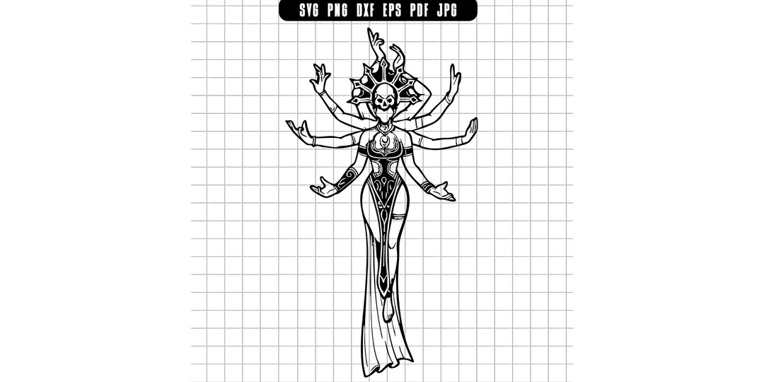 Skull Goddess Svg, Multi Arm Svg, Dark Goddess Svg, Skull Crown Svg ...
