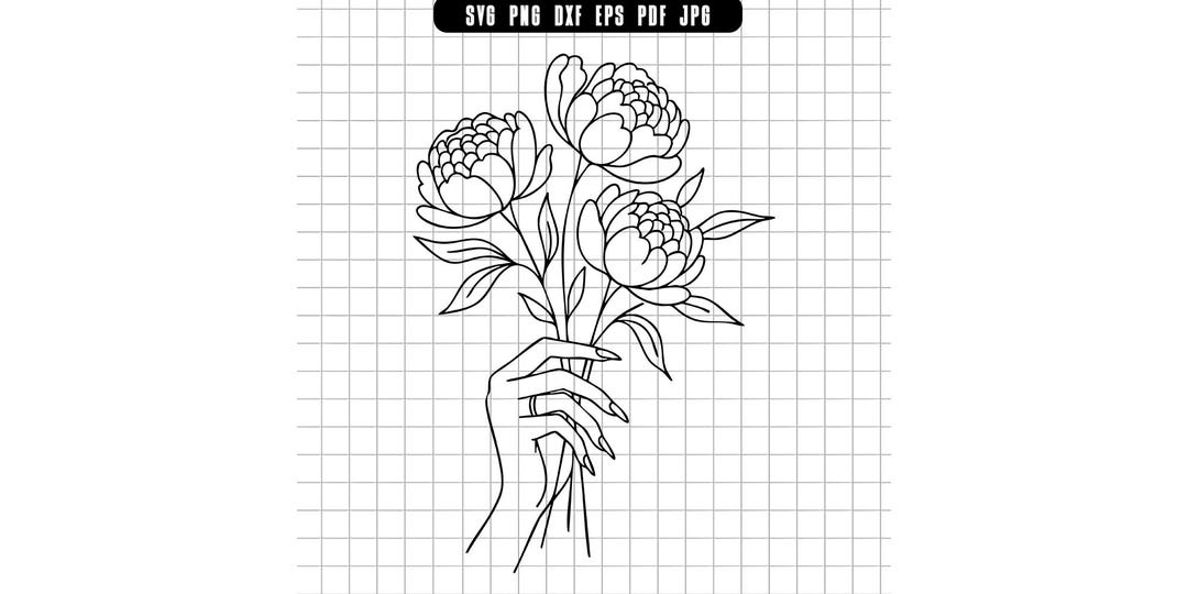 Floral Hand Svg, Flower Hand Png, Flower Hand Dxf, Flower Hand Cut File ...