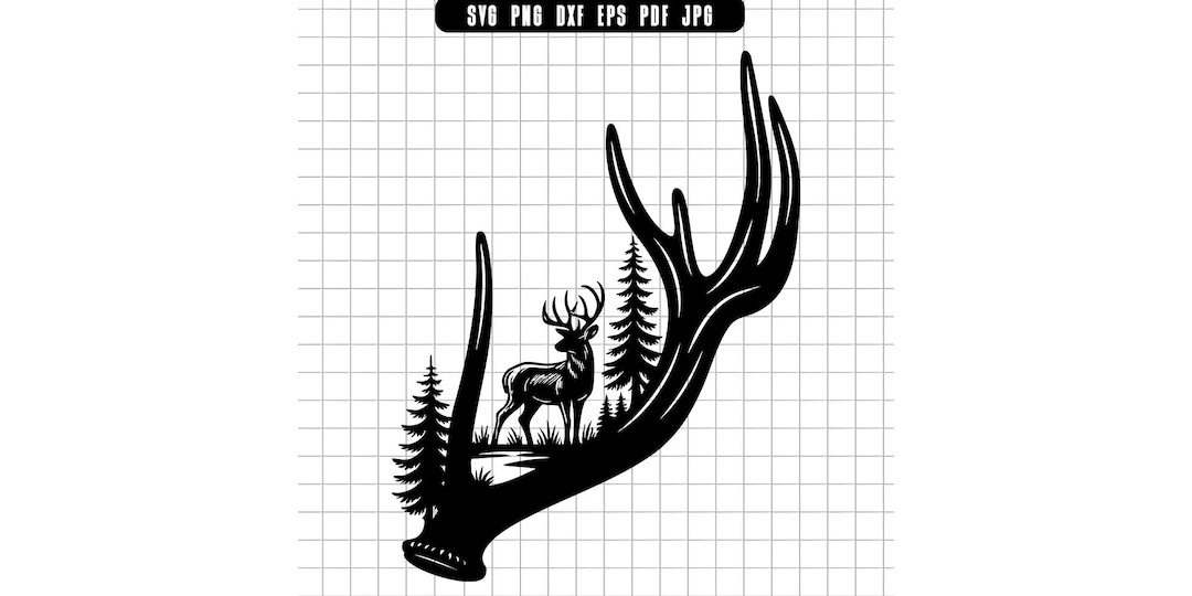Deer Antler SVG, Buck Forest PNG, Antler DXF Cut File, Deer Clipart ...