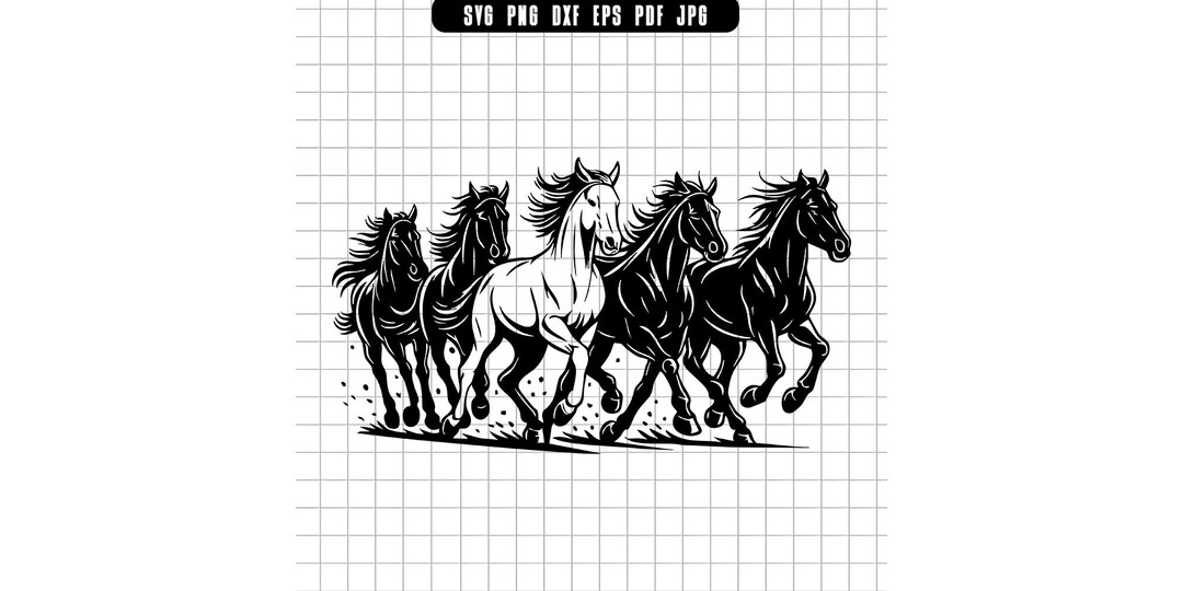 Running Horses Svg, Wild Horse Svg, Galloping Horse Svg, Horse Herd Svg ...