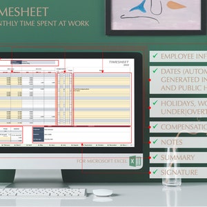 Employee Monthly Timesheet Excel Template Time Spent Excel Tool VBA ...