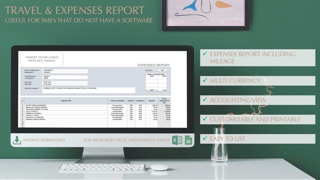 T&E Expense Report Template Expense Form Expense Management Business ...