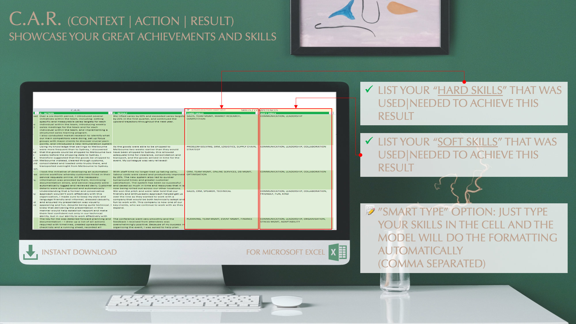 Context Action Result Methodology Excel Template CAR Excel Job ...