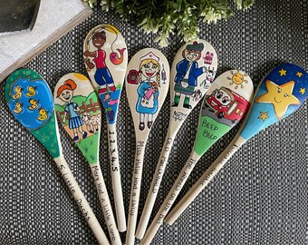 Set of 6 Nursery Rhyme Story Spoons. Choose Any 6 From 24 Designs ...