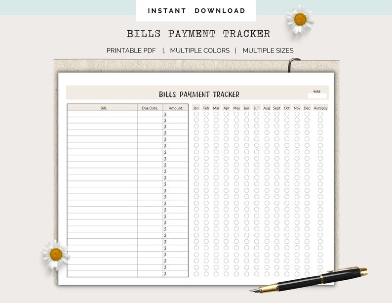 Bills Payment Printout, Finance Tracker, Bills Payment Customizable ...