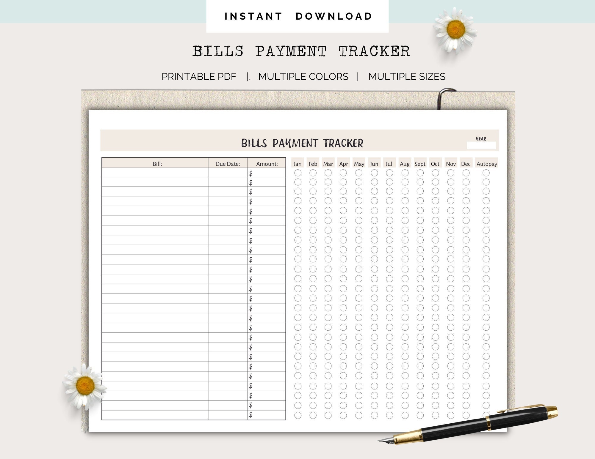Bills Payment Printout, Finance Tracker, Bills Payment Customizable ...