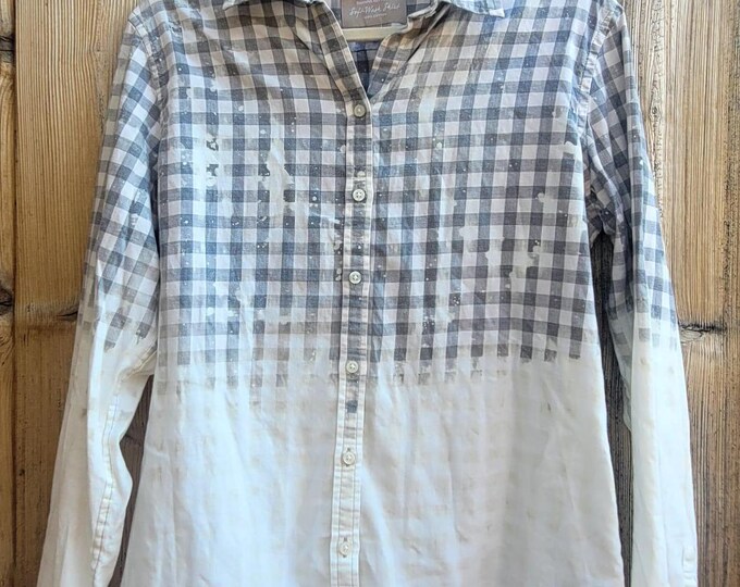 Upcycled Large Vintage White Denim Button up Shirt! Long Sleeves. I ...