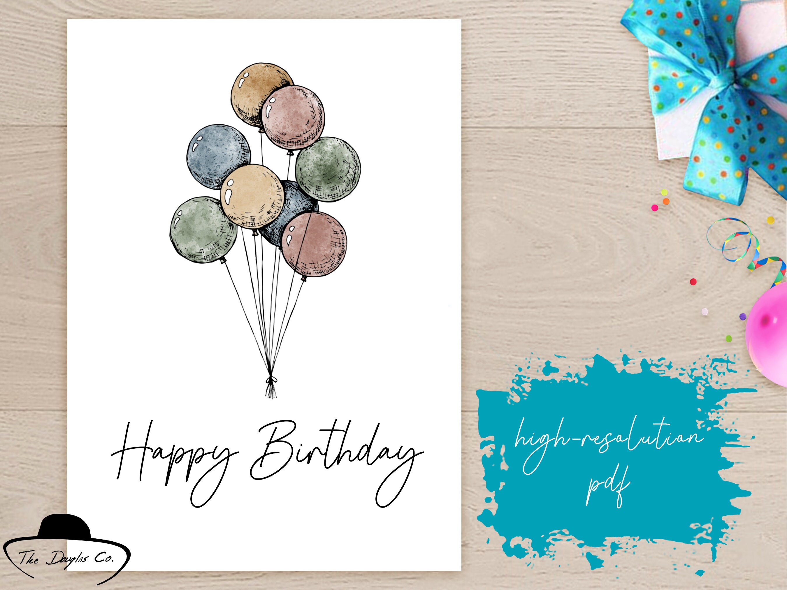 Printable 5x7 Birthday Card - Simple Birthday Card - Happy Birthday ...