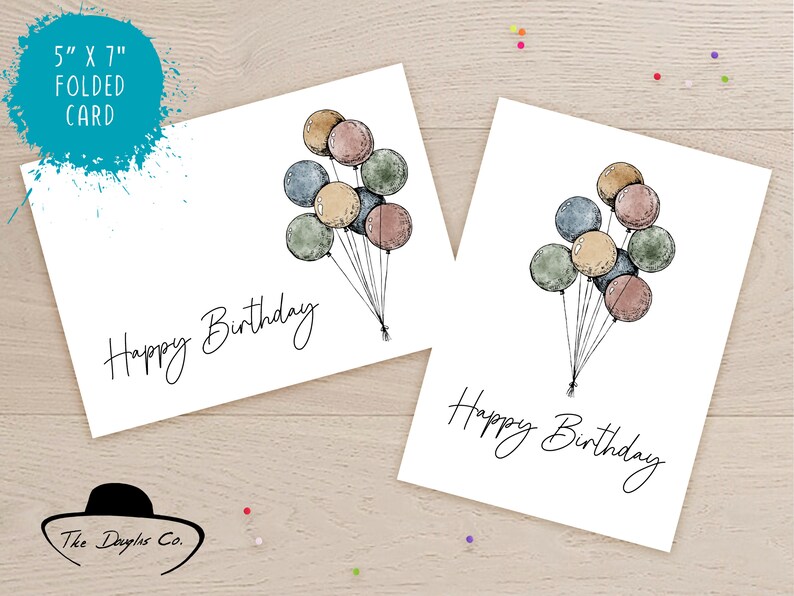 Printable 5x7 Birthday Card - Simple Birthday Card - Happy Birthday ...