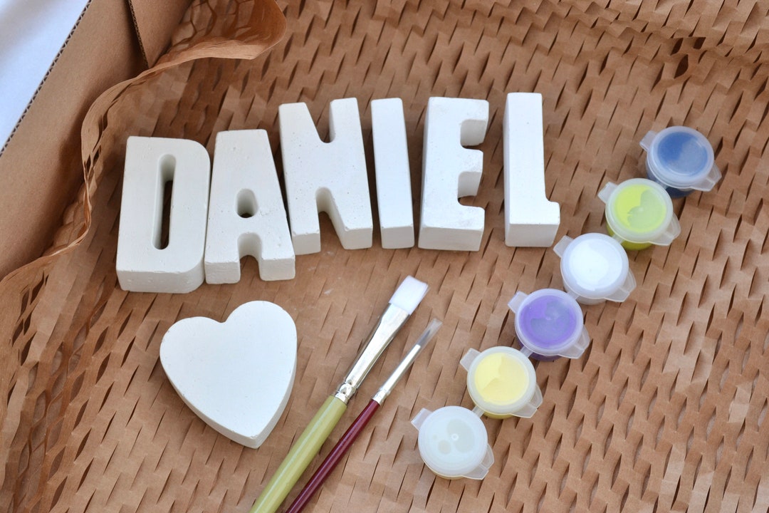 DIY Letter Painting Set, Craft Kit Paint Your Own, Concrete Letter ...