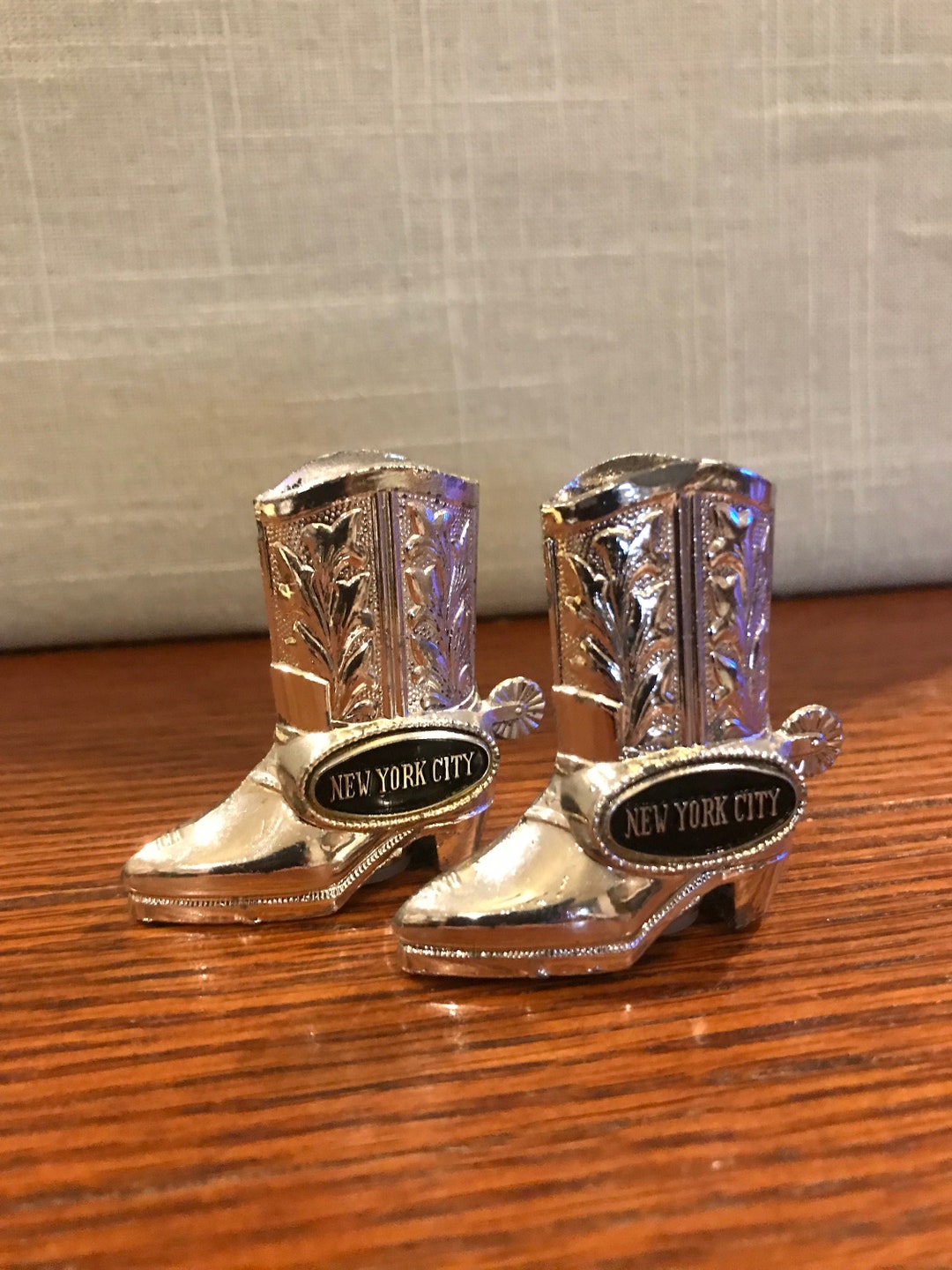 Tiny Metal Souvenir Cowboy Boots - New York City Salt and Pepper ...