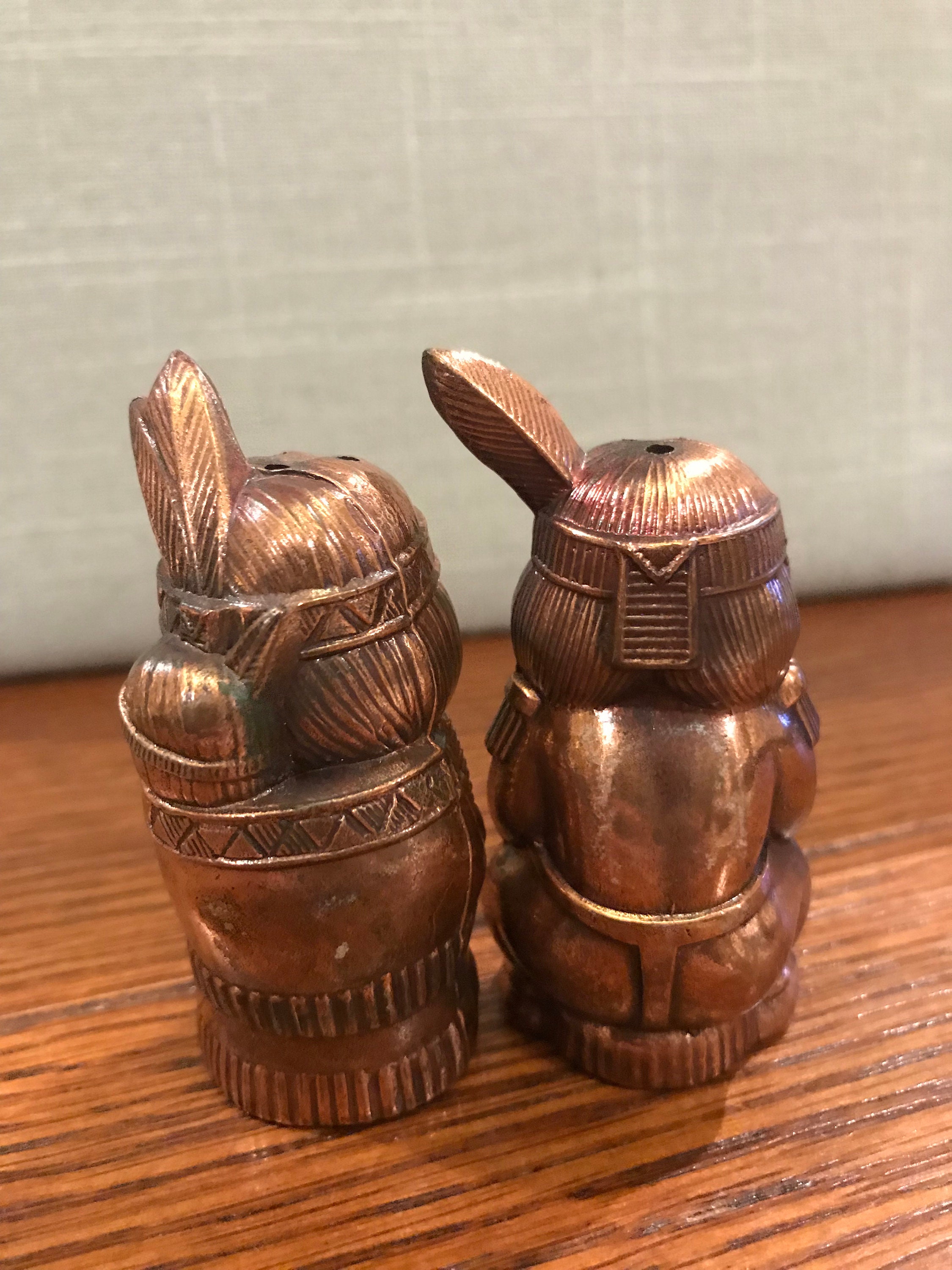 Bronze Native American Indians Salt and Pepper Shakers - Etsy