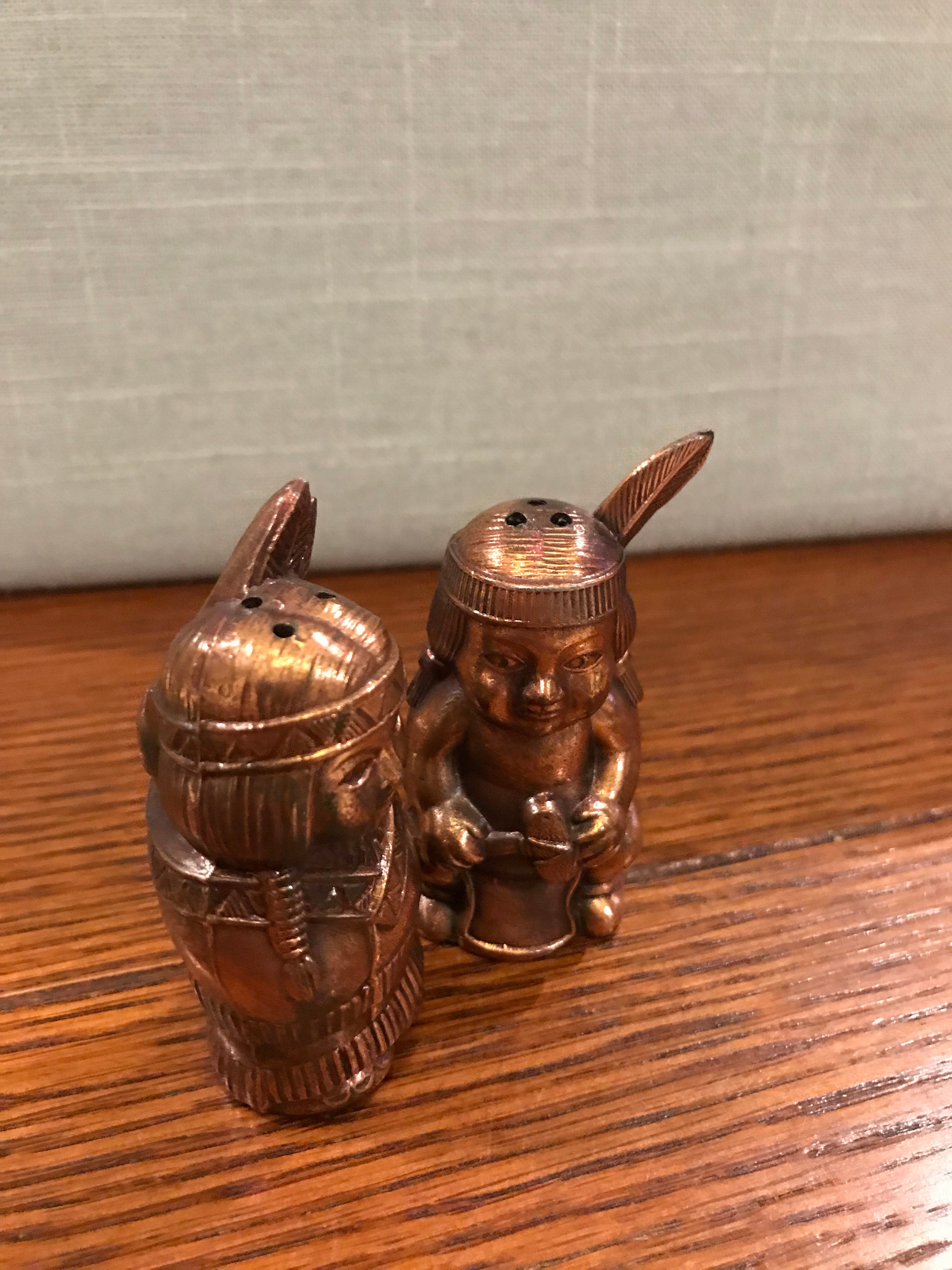 Bronze Native American Indians Salt and Pepper Shakers - Etsy