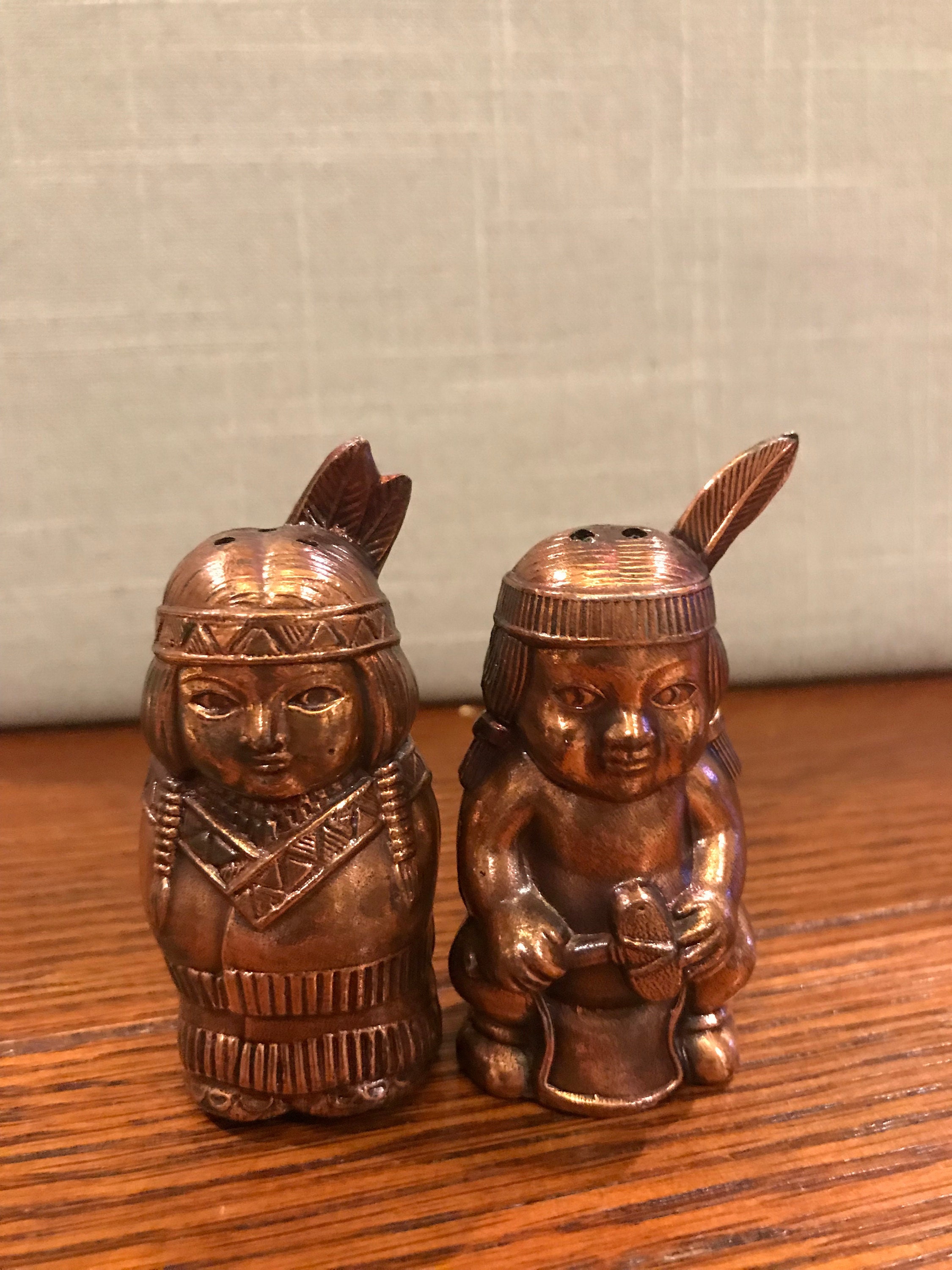 Bronze Native American Indians Salt and Pepper Shakers - Etsy