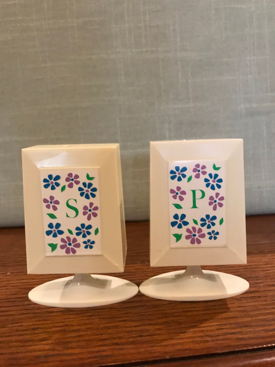 Retro Deka Plastic Boxes With Blue Flowers Salt and Pepper Shakers - Etsy