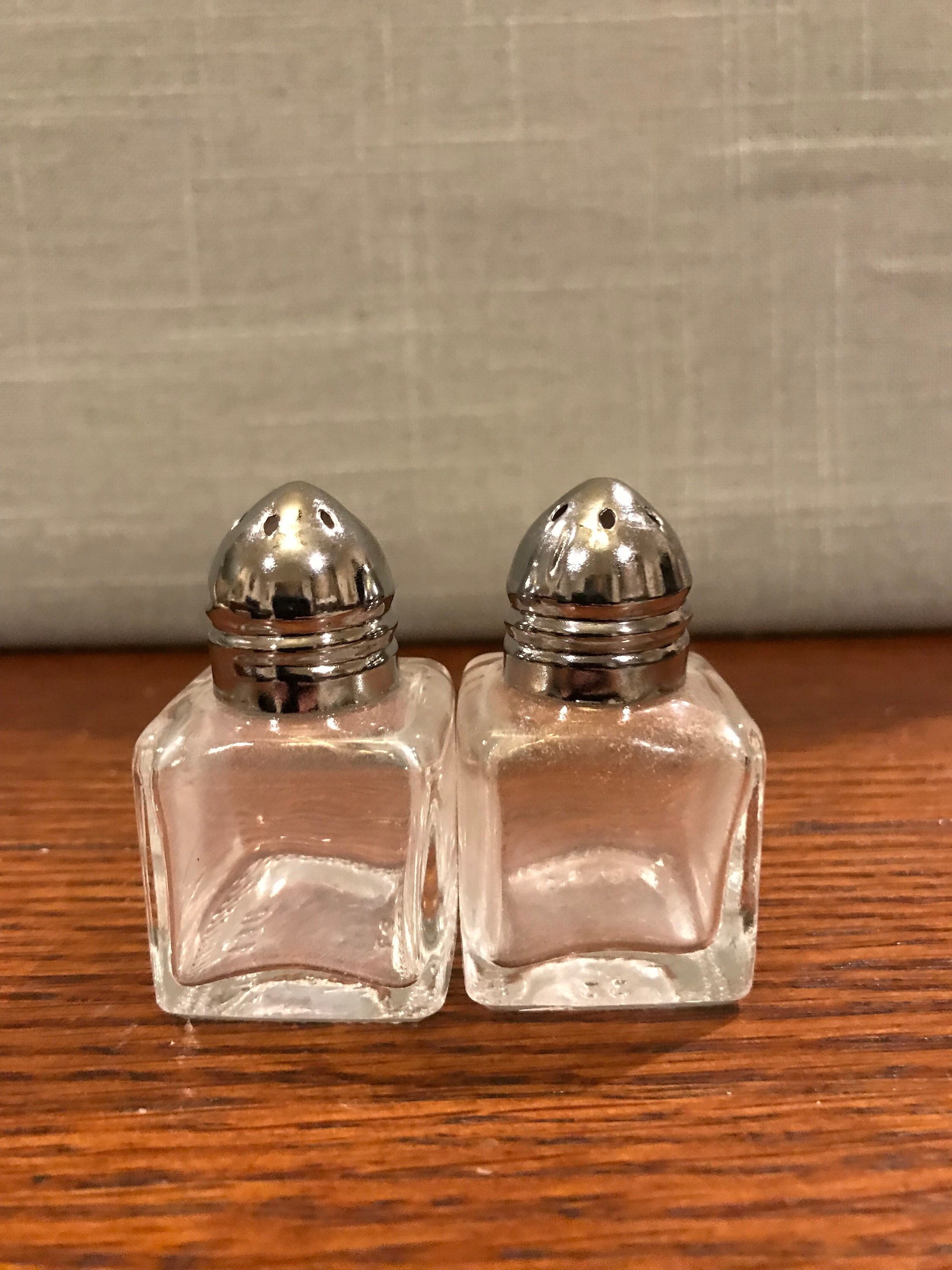 Mini Individual Glass Square Shape With Bullet Tops Salt and Pepper ...