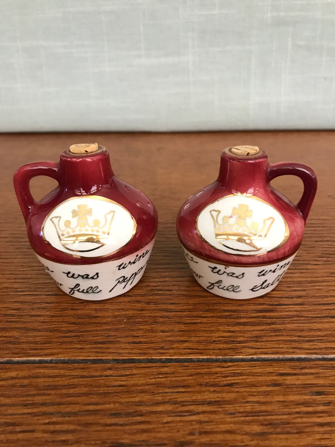 Ceramic Red Crown Wine Jugs Salt and Pepper Shakers Made in Japan - Etsy