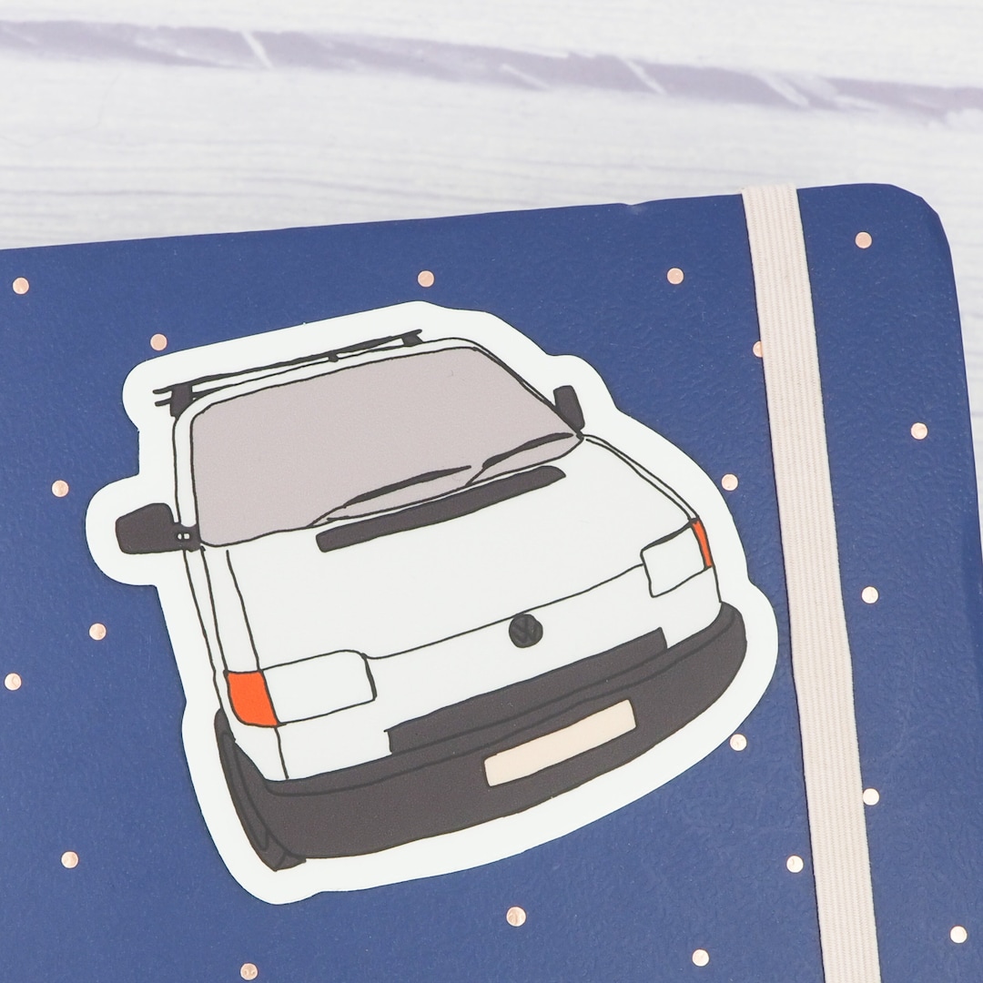 White VW T4 Sticker Transporter Vinyl Sticker Matte 2.8 Inch Van Life ...