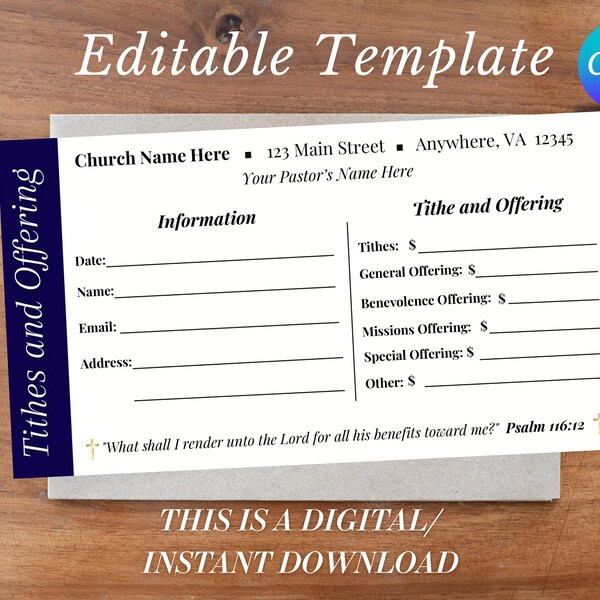Tithing Envelope Template - Etsy