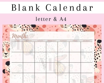 Calendar Page Blank Calendar Printable Planner Monthly Calendar PDF ...