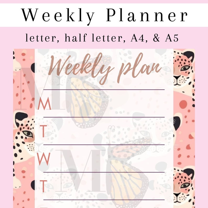 Weekly Plan Printable PDF Leopard Task List Download Pink Week Planner ...