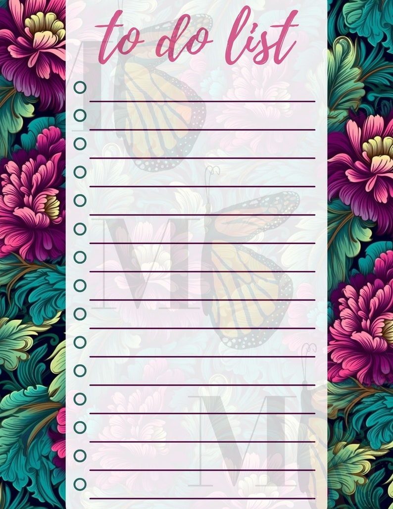 To Do List Floral Printable PDF Task List Download Floral to - Etsy