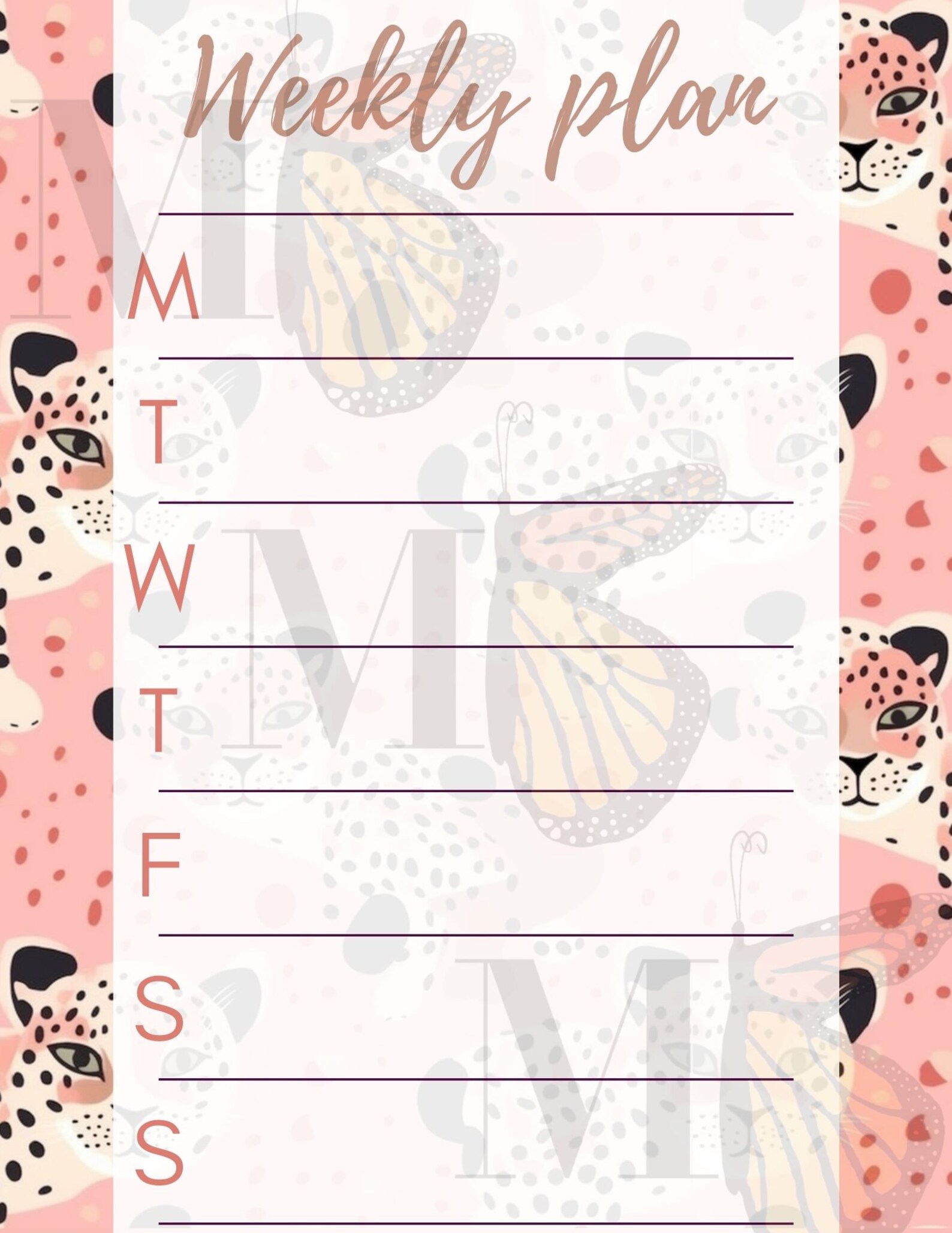 Weekly Plan Printable PDF Leopard Task List Download Pink Week Planner ...