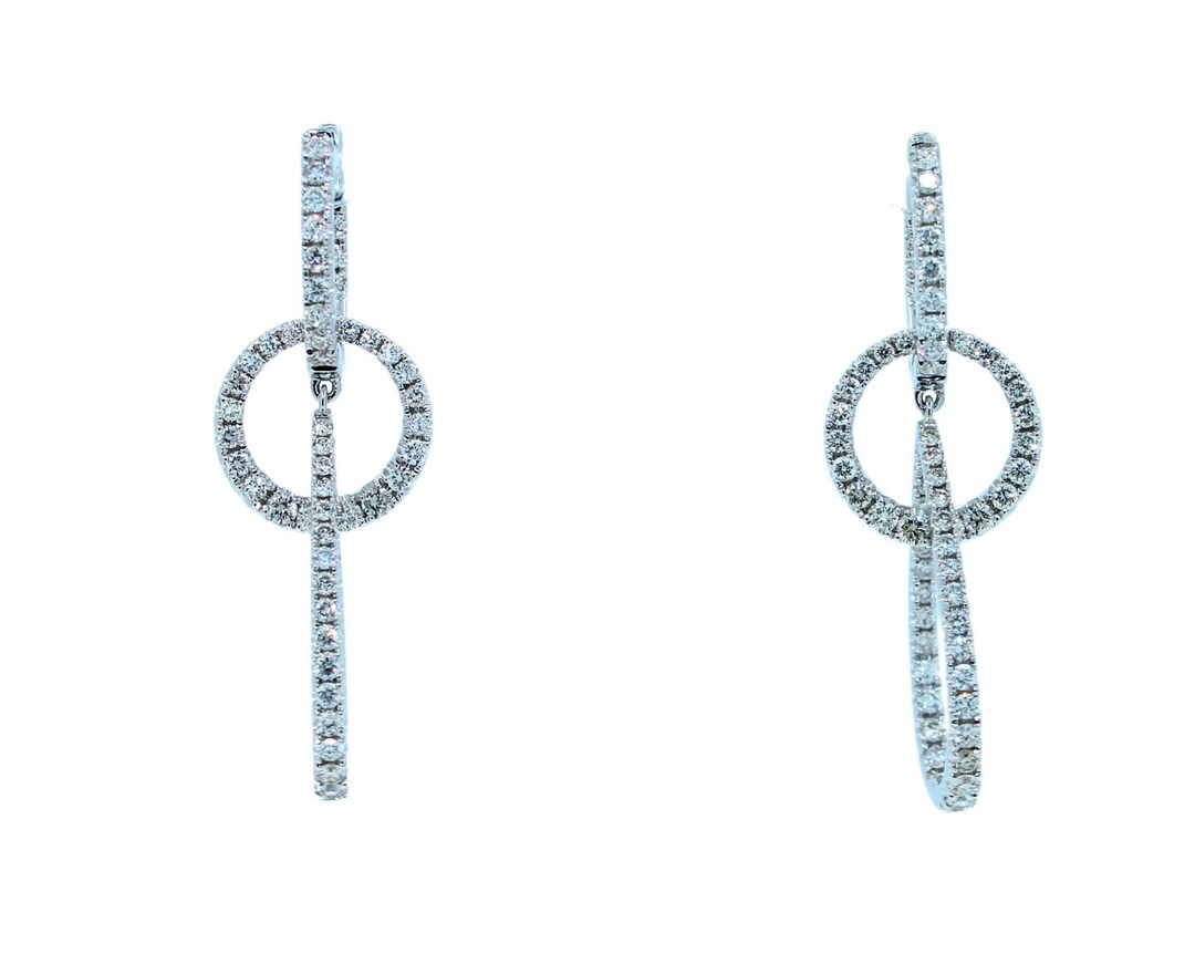2.5 Carat Fancy Round Pear Shape Brilliant Cut Diamond Hoop 14 Karat ...