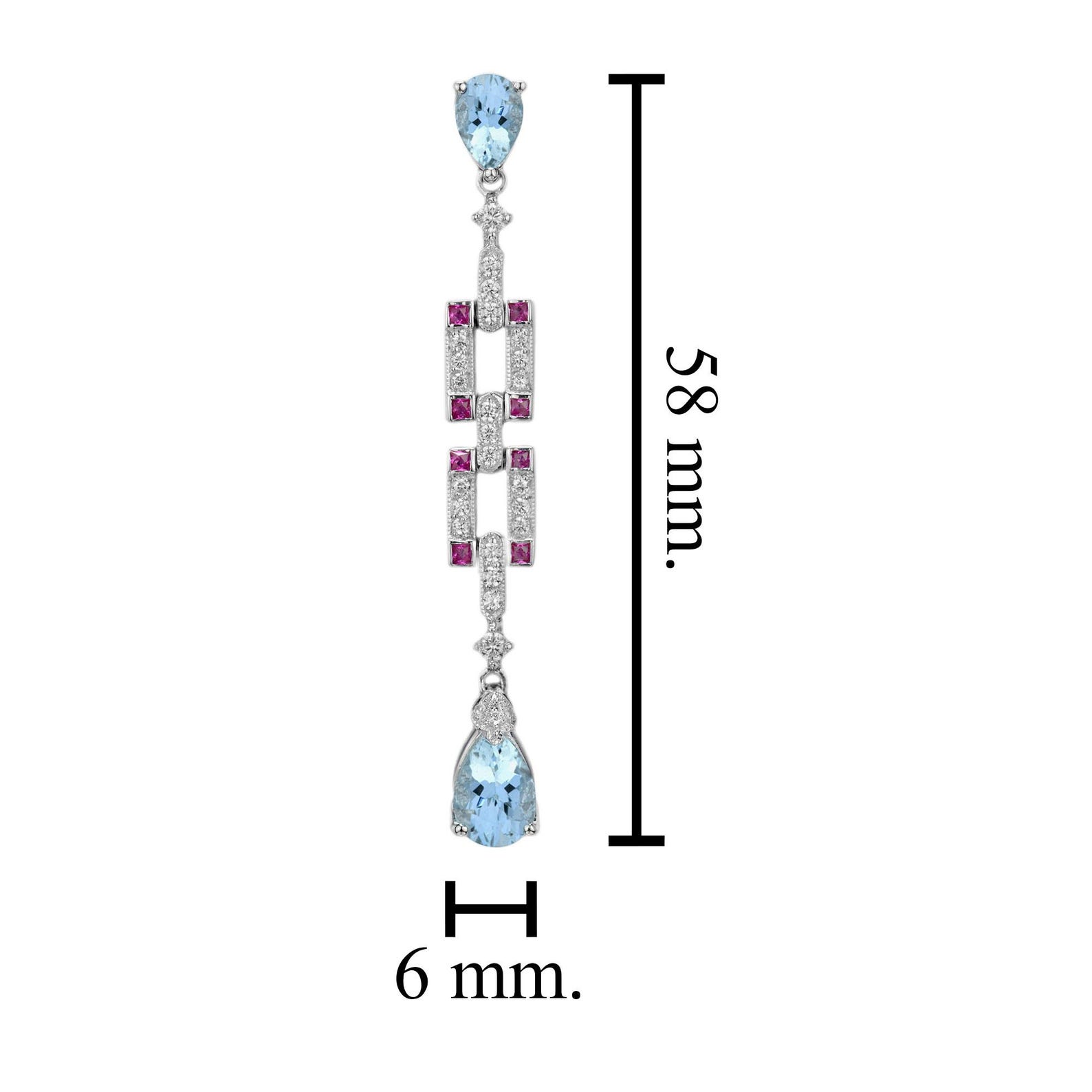 Blue Topaz & Ruby Diamond Art Deco Style White Gold Pendant - Etsy