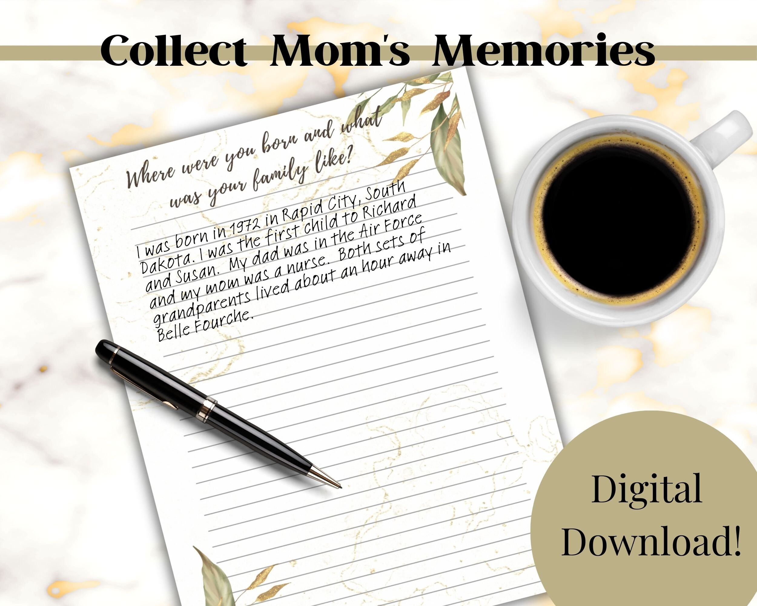 Mother's Heritage Journal, Mom's Memories, Memory Journal of Mom's Life ...