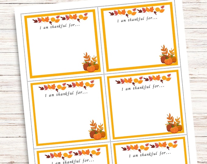 I Am Thankful for Printable Cards, I Am Grateful for Cards, Gratitude ...