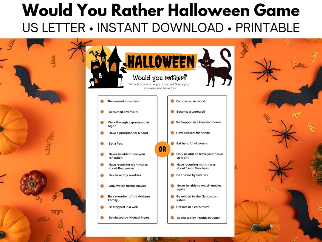 Printable Halloween Theme Would You Rather Activity, Conversation ...
